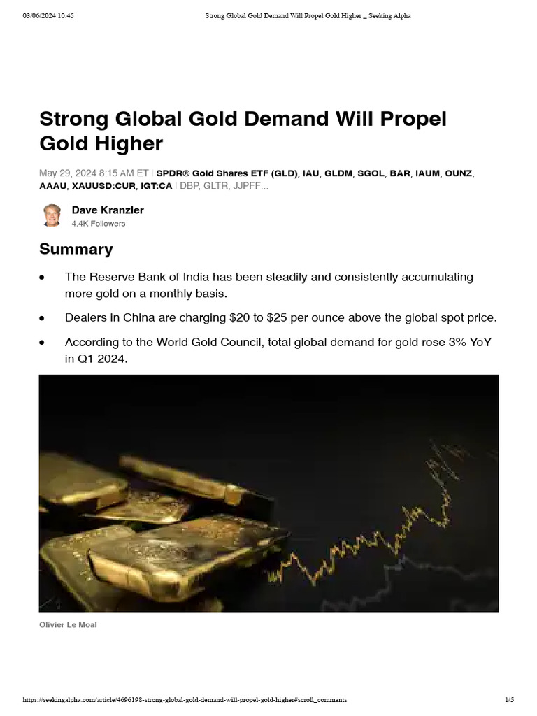 Strong Global Gold Demand Will Propel Gold Higher - Seeking Alpha | PDF ...