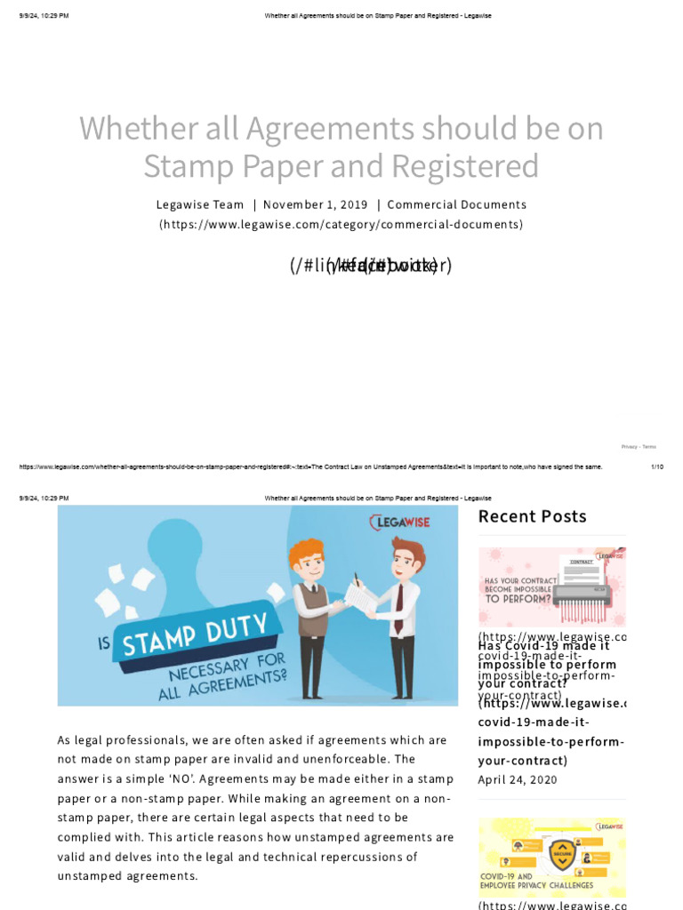 Whether All Agreements Should Be On Stamp Paper and Registered ...