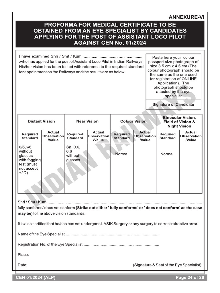 ALP VIsion Certificate Format | PDF