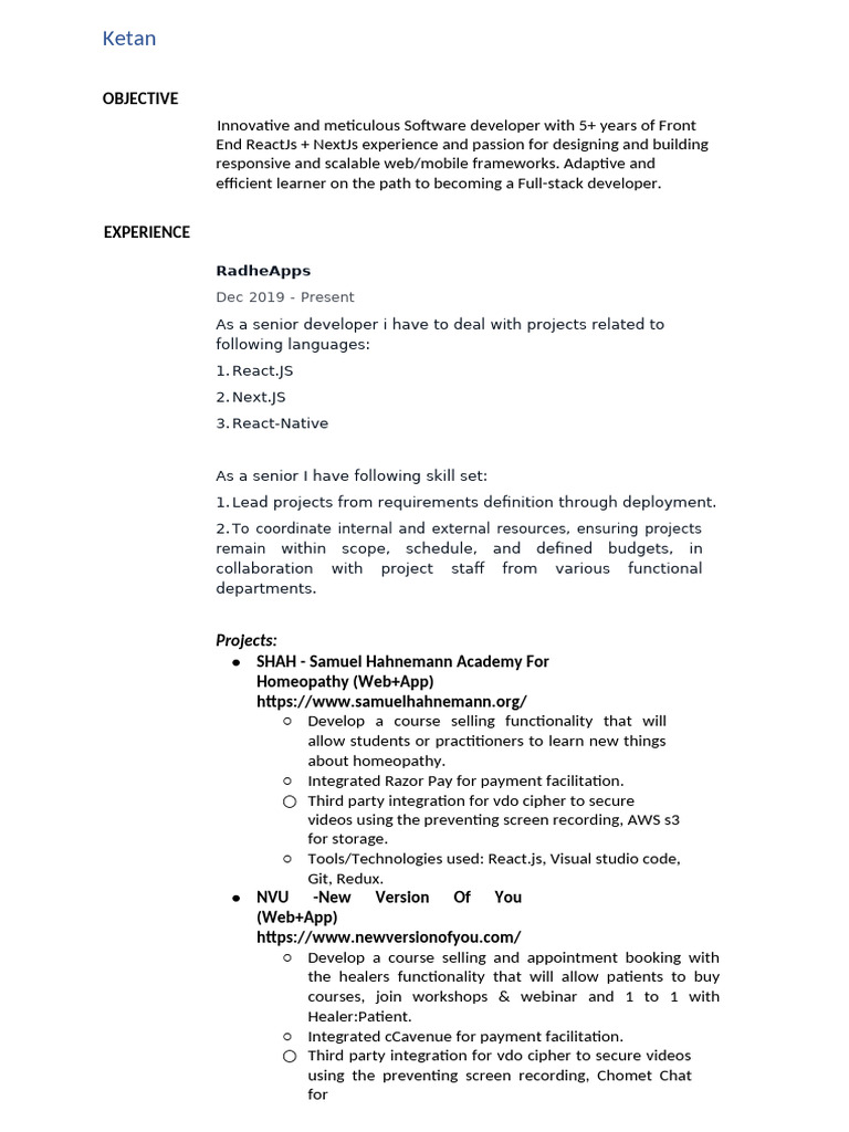 Ketan Resume | PDF