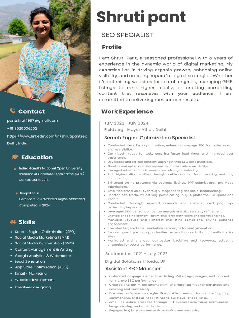 Shruti Pant Updated Resume 2024 | PDF