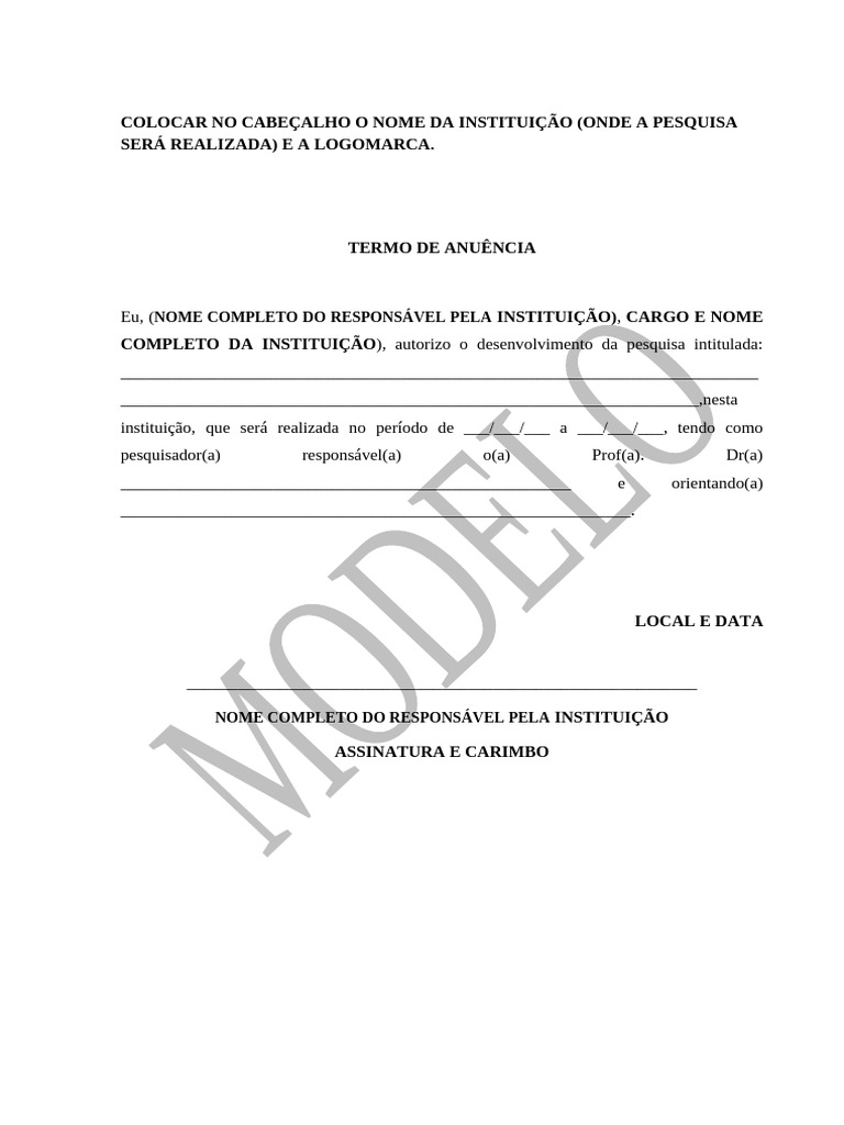Modelo Termo de Anuencia | PDF | Negocios