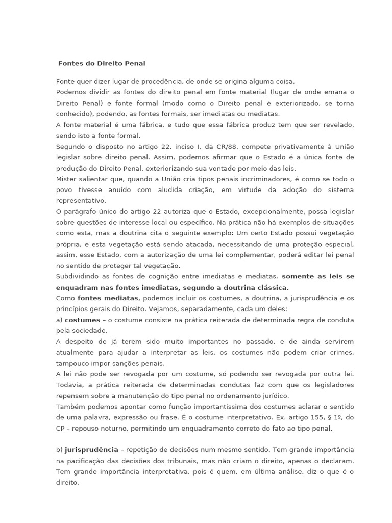 Fontes Do Direito Penal Norma Penal - 2 | PDF