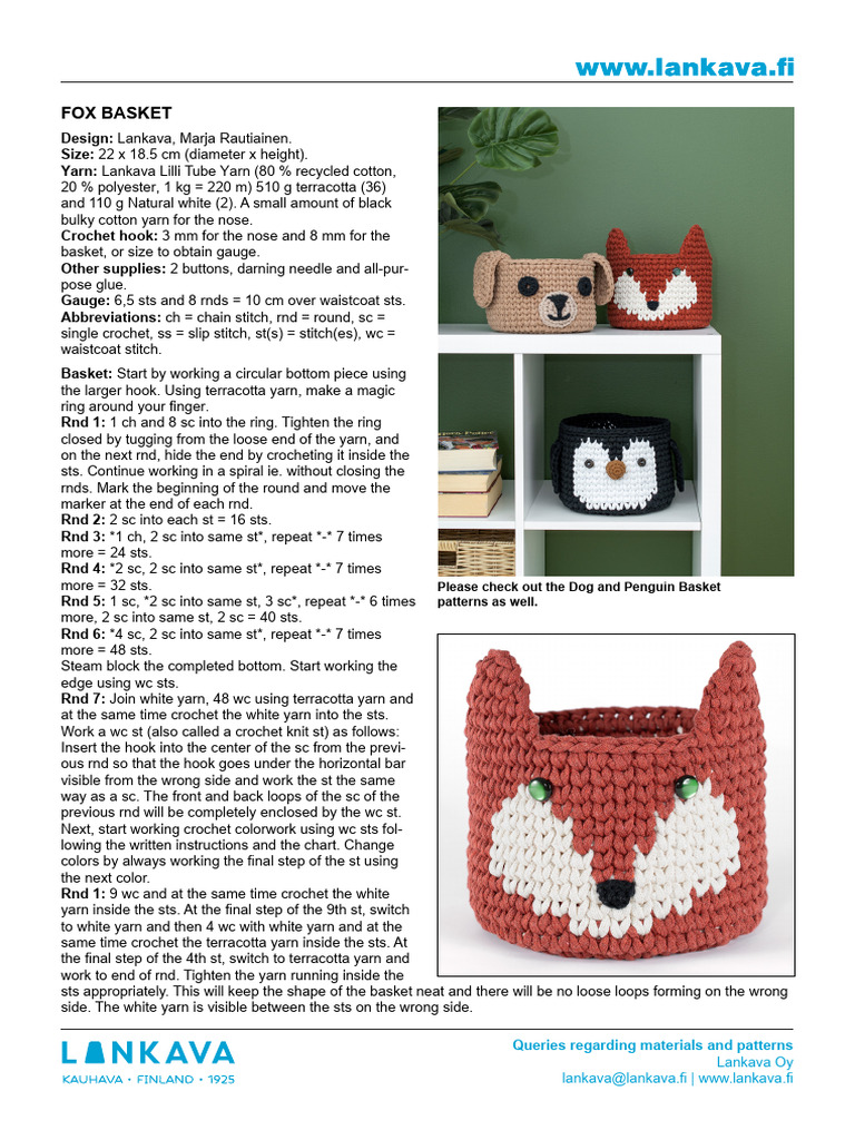 Free Pattern Fox Basket 1203 2024 | PDF
