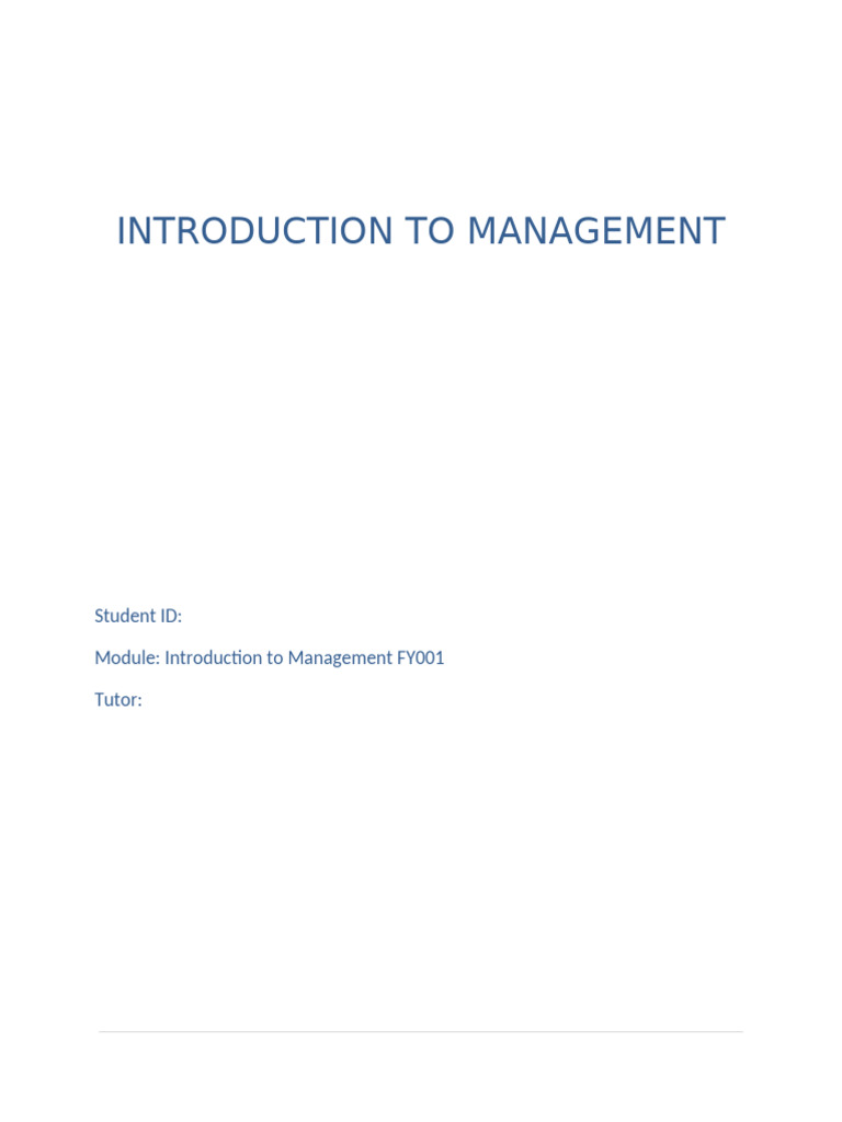 Introduction To Management | PDF