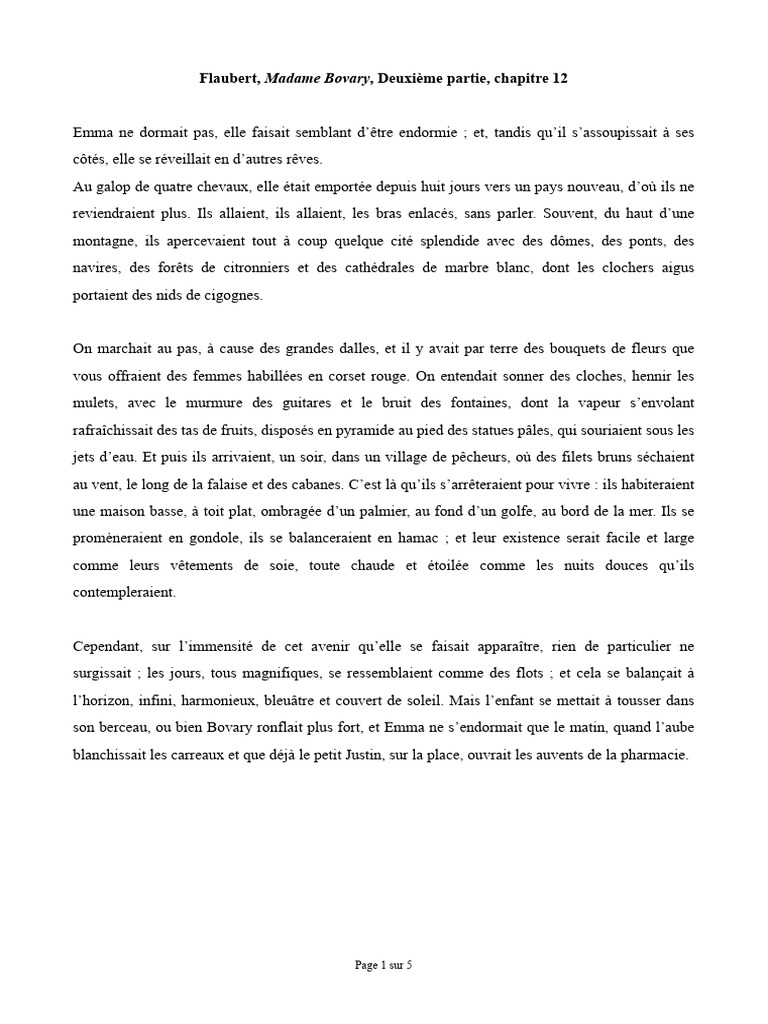 Le rêve, Madame Bovary analyse | PDF