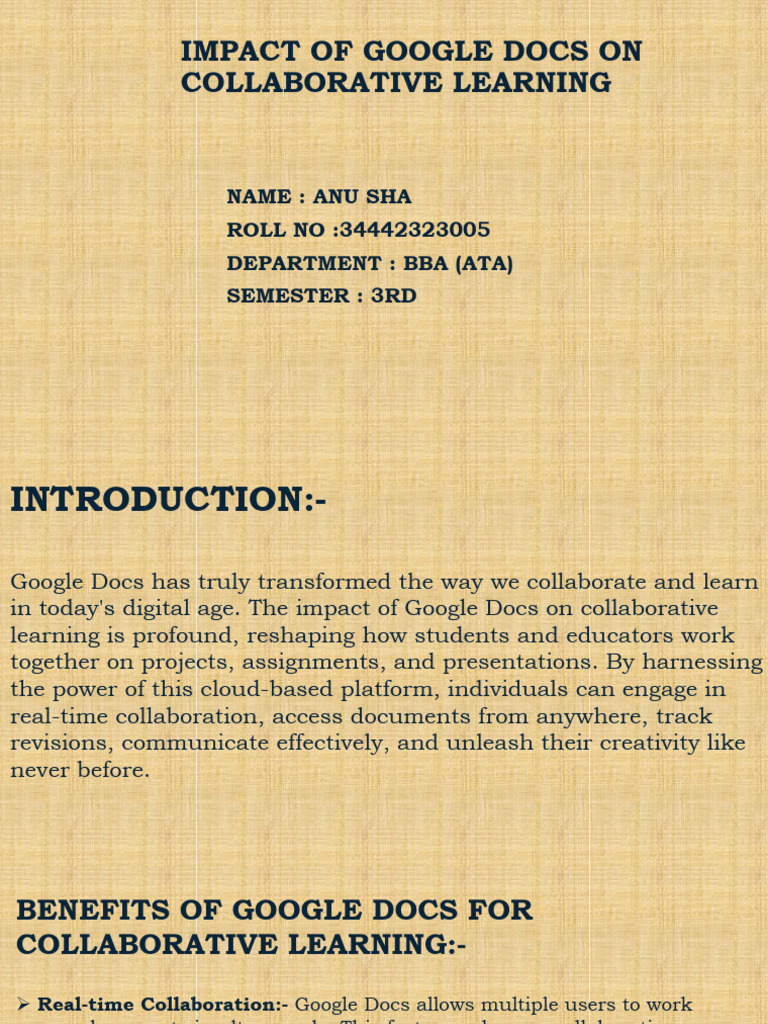 Impact of Google Docs On Collaborative Learning | PDF