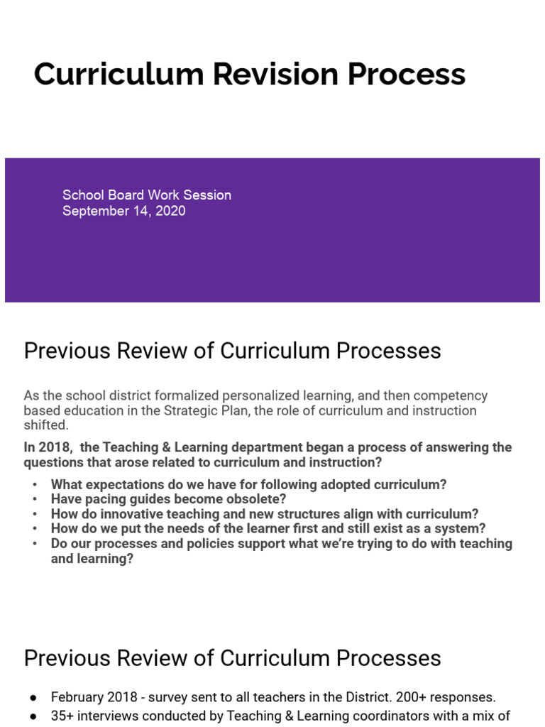 20-0914 BOE - WS - Report - Curriculum Process Presentation Web | PDF