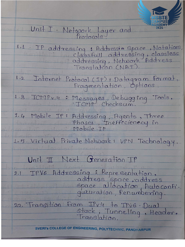 ACN 1 Notes by Msbte-Campus-Academy | PDF