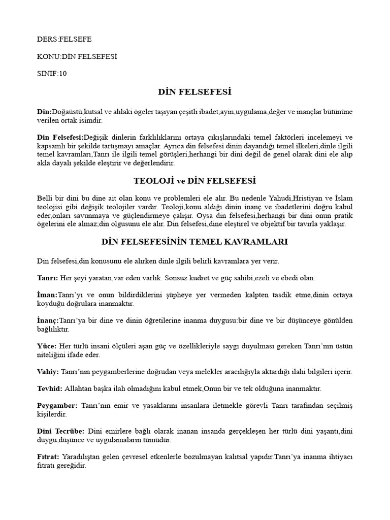 23 MART - 10 NYSAN Din Felsefesi | PDF