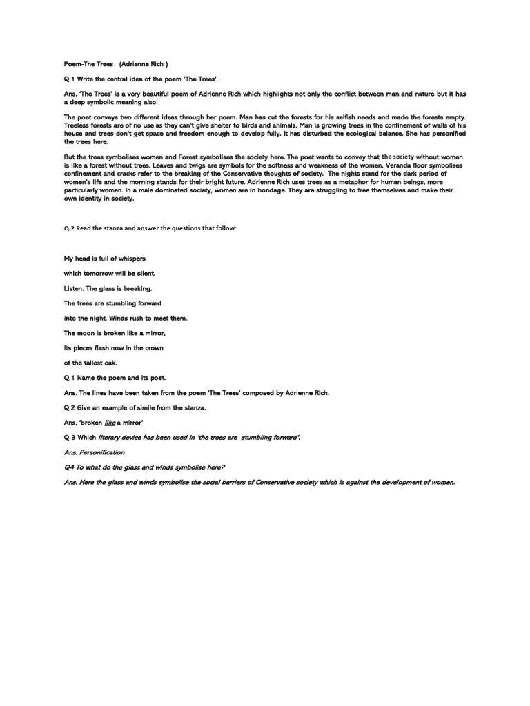 Poem - The Trees | PDF | Art | General Fiction