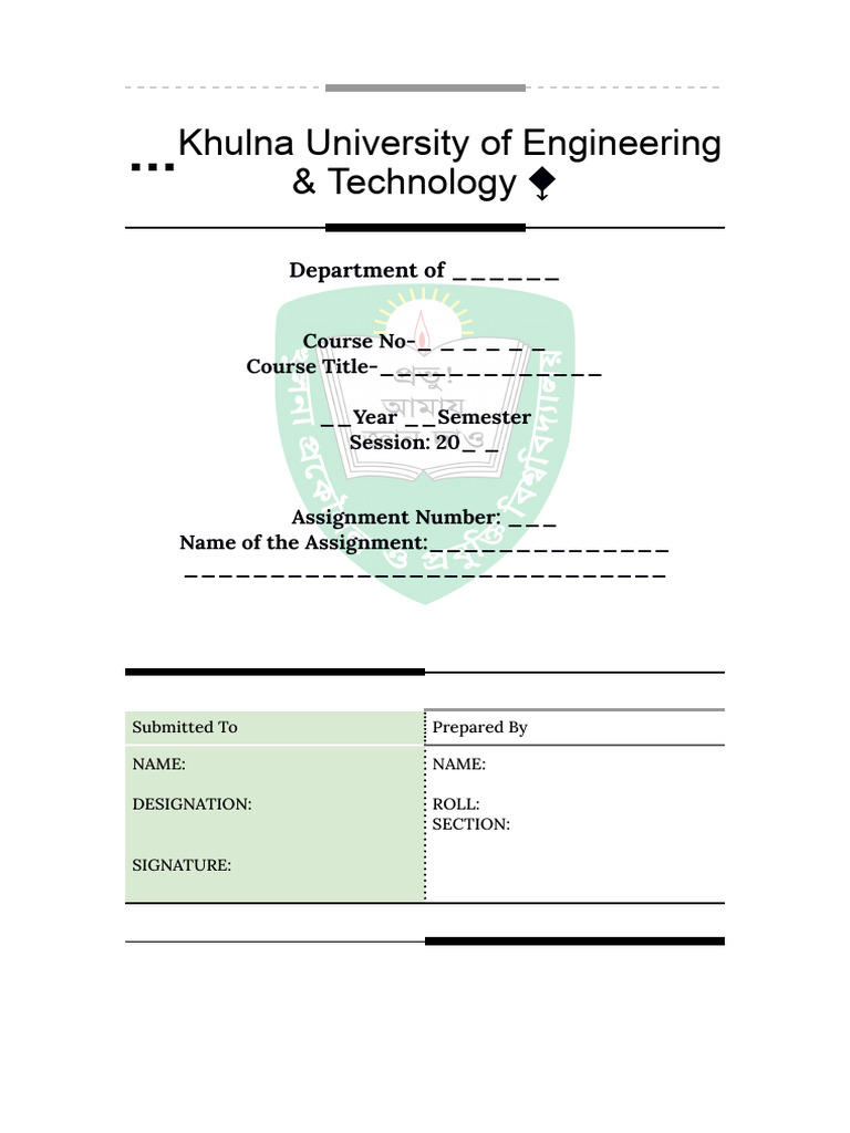 Modern Assignment Cover Page - KUET - @kuetians | PDF | Computers