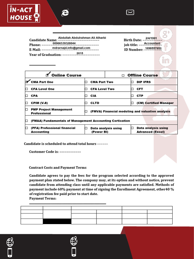 Private Course Application | PDF