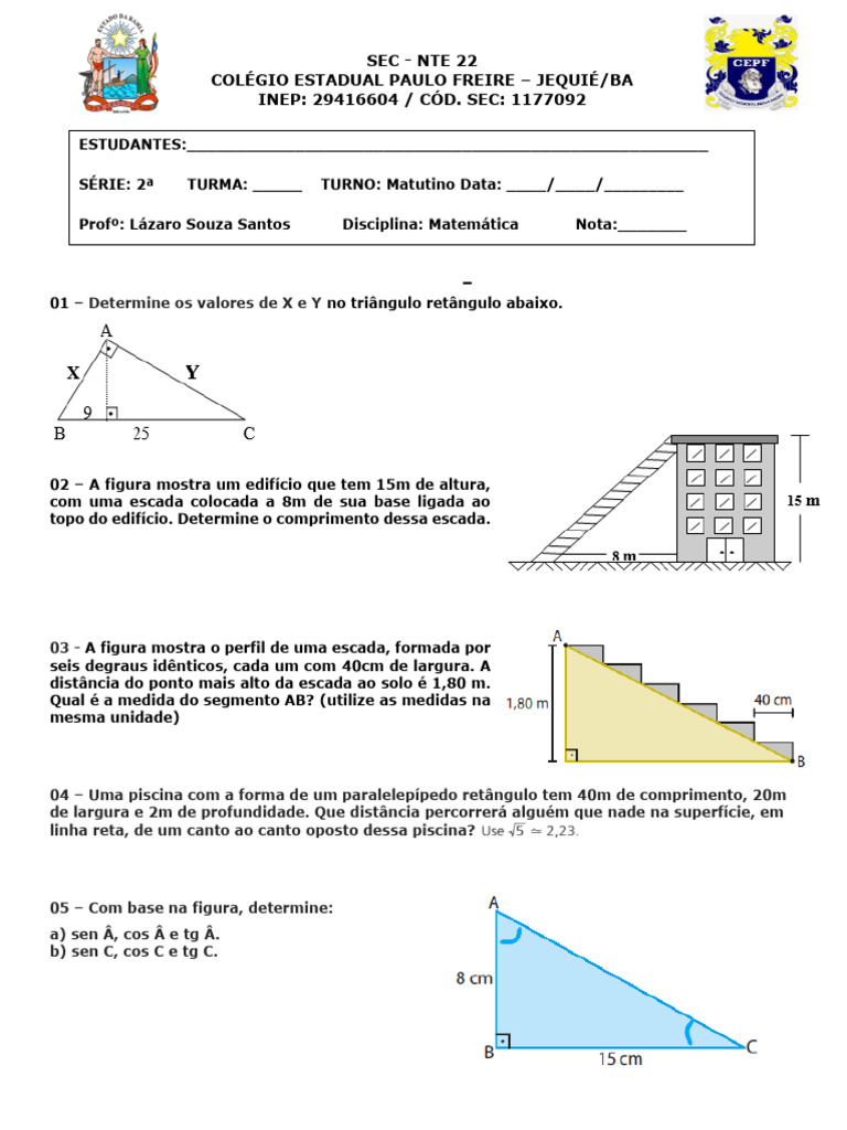 Lista de Exerc-Cios II Unidade - 2 - Ano 2024 | PDF