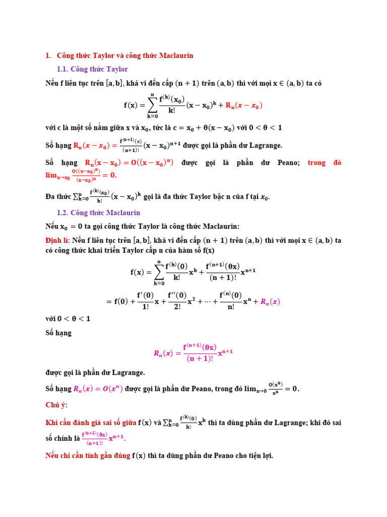 On Tap Chuoi Taylor Va Min Max | PDF