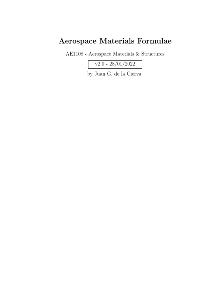 Aerospace Materials Formulas v2 - Juan G. de La Cierva | PDF