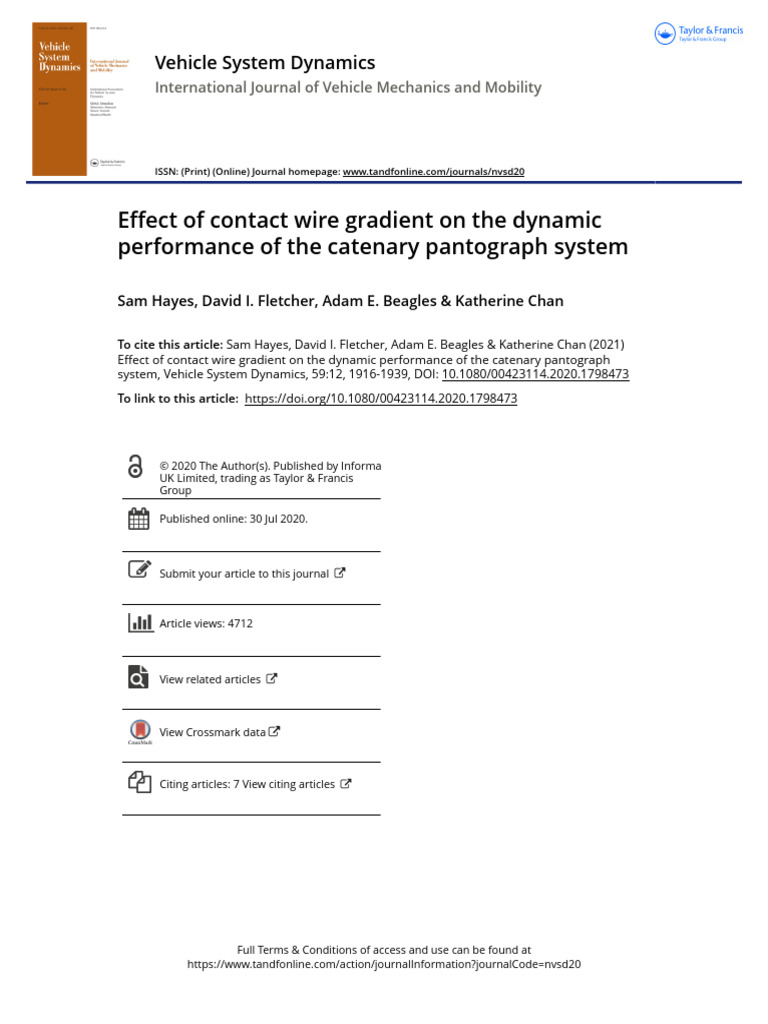 Effect of Contact Wire Gradient On The Dynamic Performance of The ...