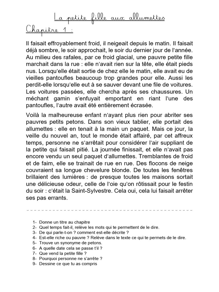 La Petite Fille Aux Allumettes | PDF