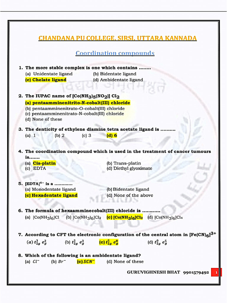 Complex Compounds | PDF