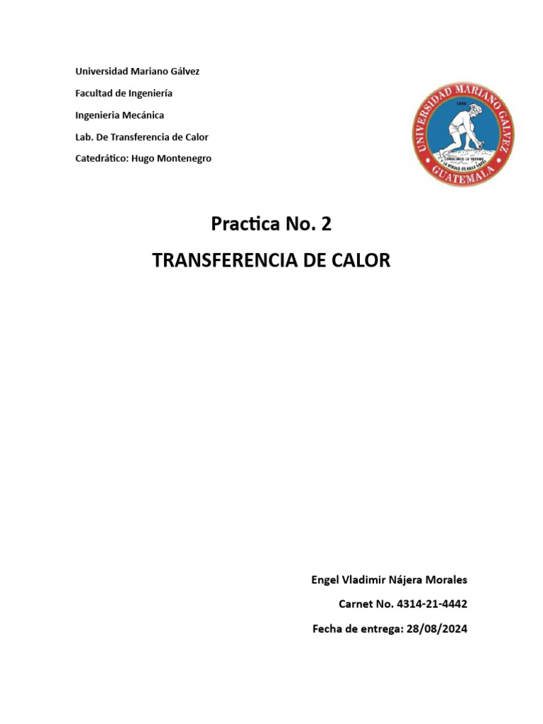 Practica de Transferencias de Calor No2 | PDF