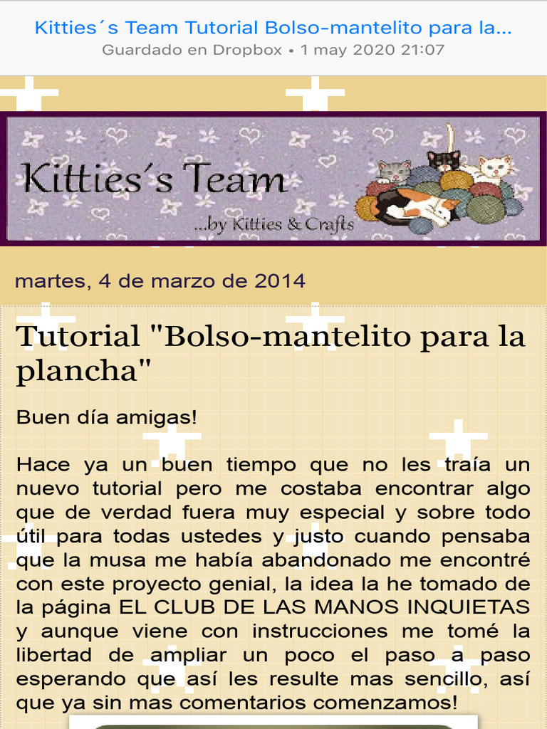 Kitties S Team Tutorial Bolso-Mantelito para La Plancha | PDF