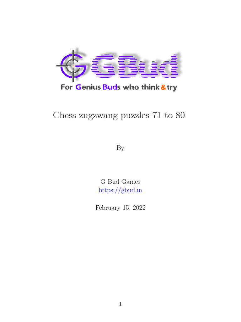 Chess Zugzwang Puzzles 71 To 80 | PDF