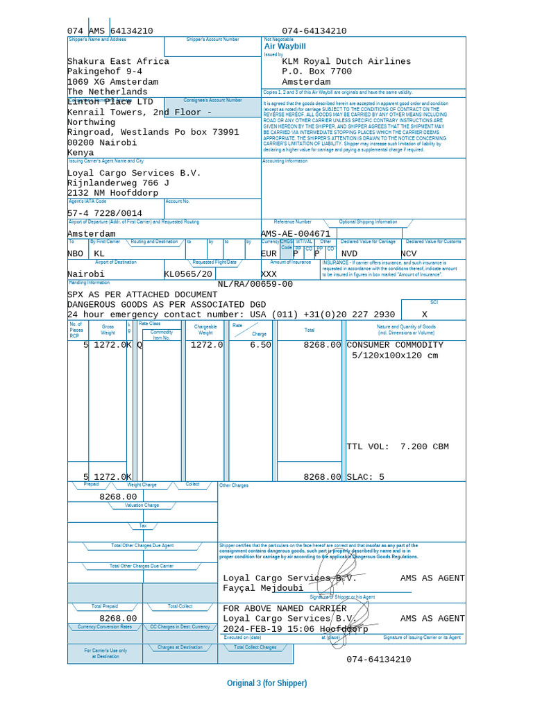 Iata Awb Shipper 074-64134210 | PDF