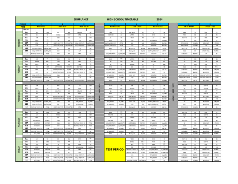 Timetable 2024 v5 | PDF