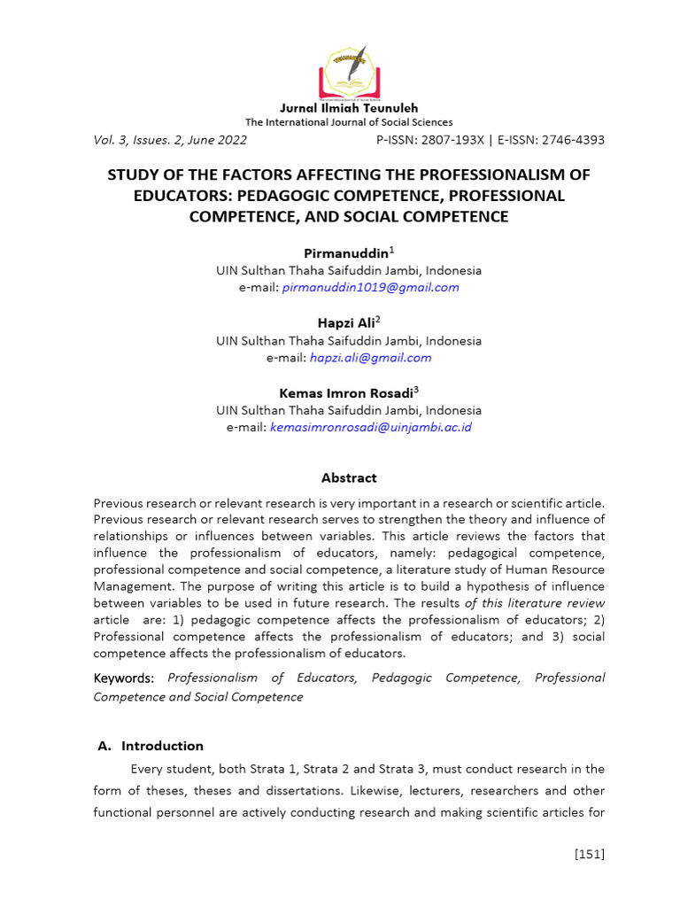 Study of The Factors Affecting The Professionalism | PDF