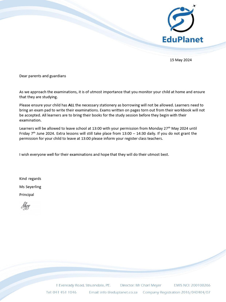 Examination Letter 2024 | PDF