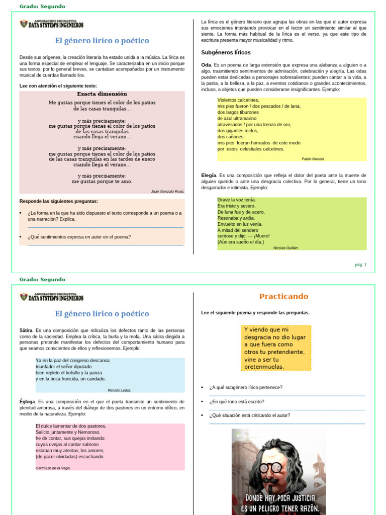 2° - Lección 6 V - El Género Lírico o Poético | PDF