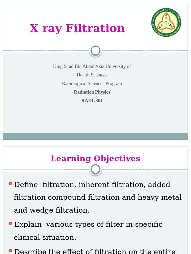 Lecture 13 - X Ray Filtration and Its Types | PDF