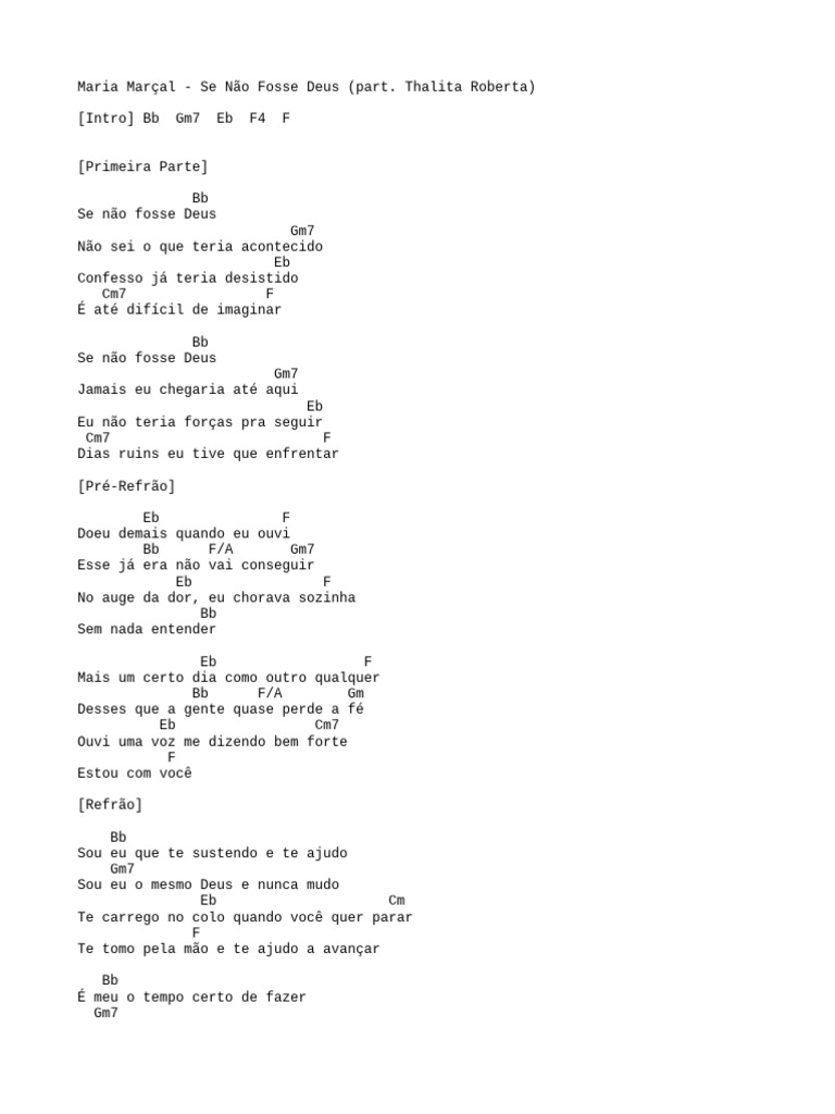 Maria Marçal - Se Não Fosse Deus (Part. Thalita Roberta) | PDF