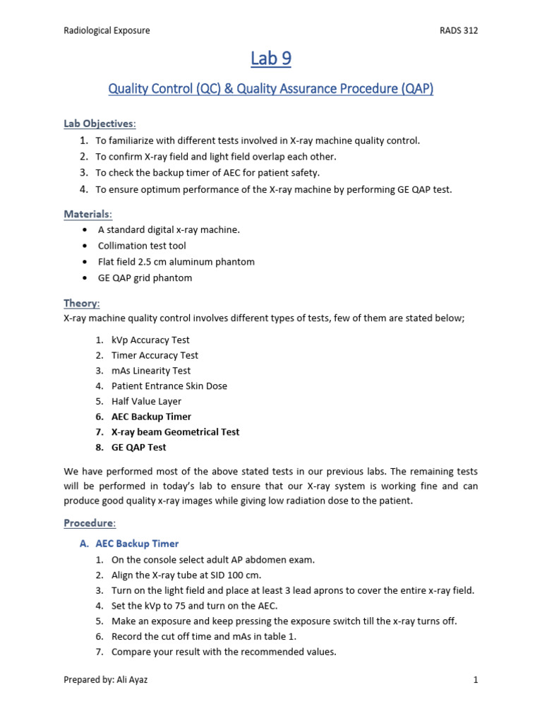 Lab 9 (QC and QAP) | PDF