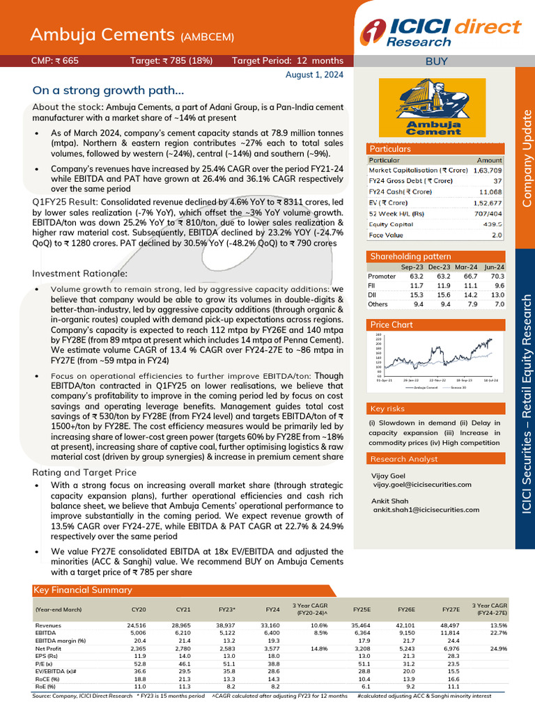 ACEM@in IDirect Ambuja Update July24 | PDF
