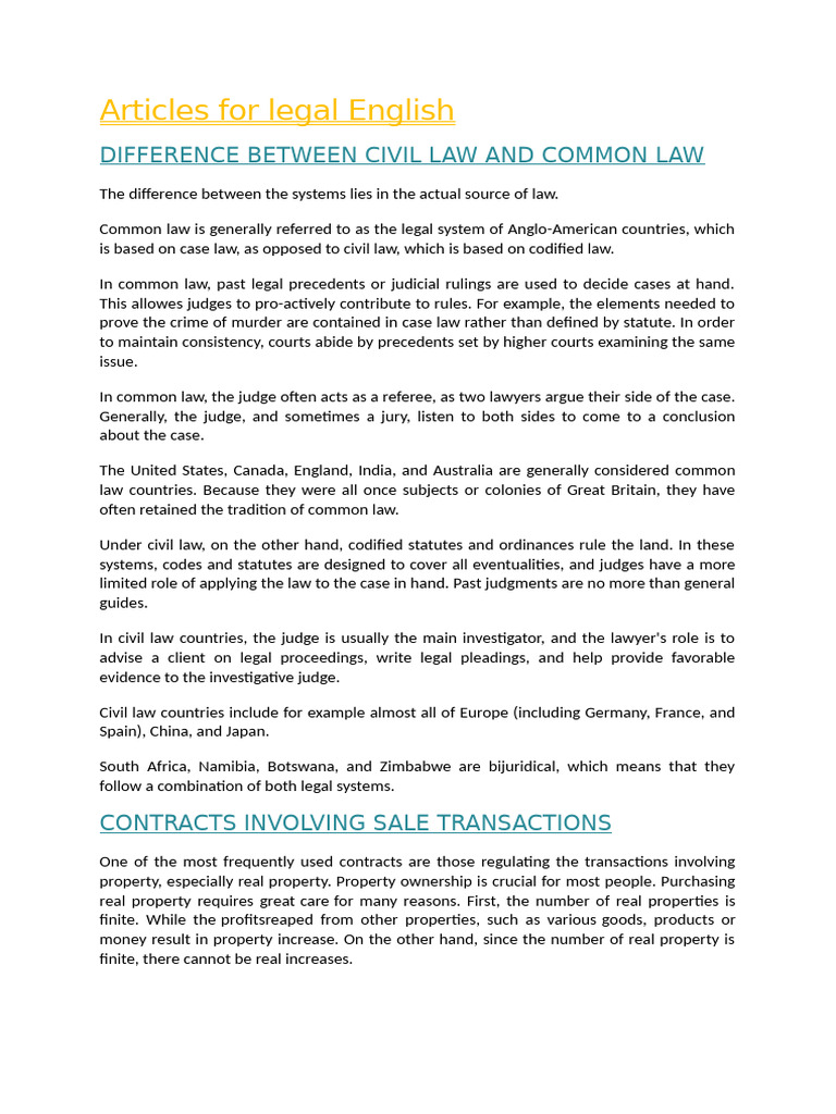 Articles For Legal English | PDF | Loans | Law