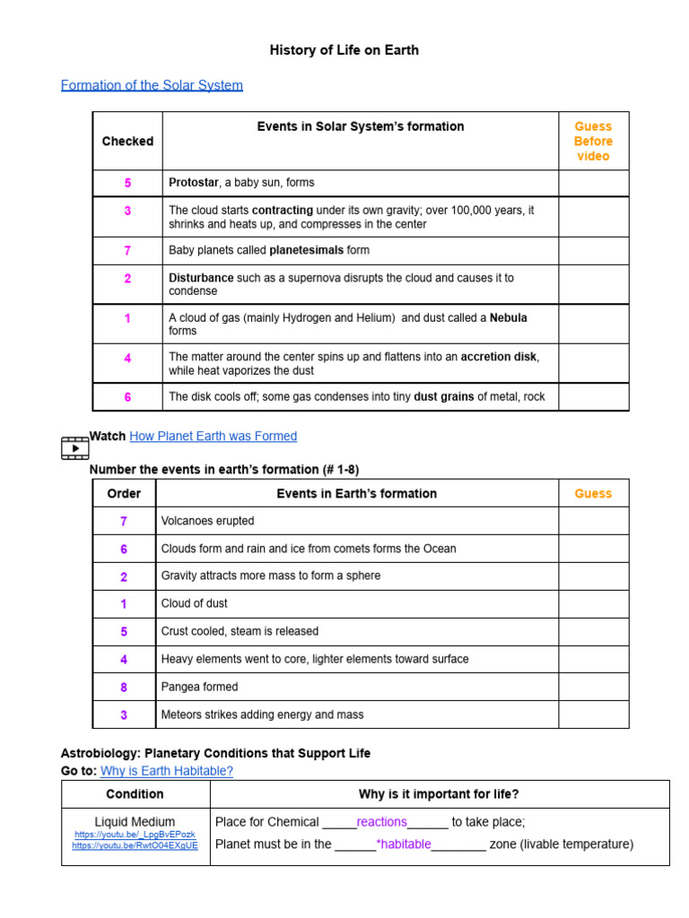 KEY History of Life On Earth | PDF