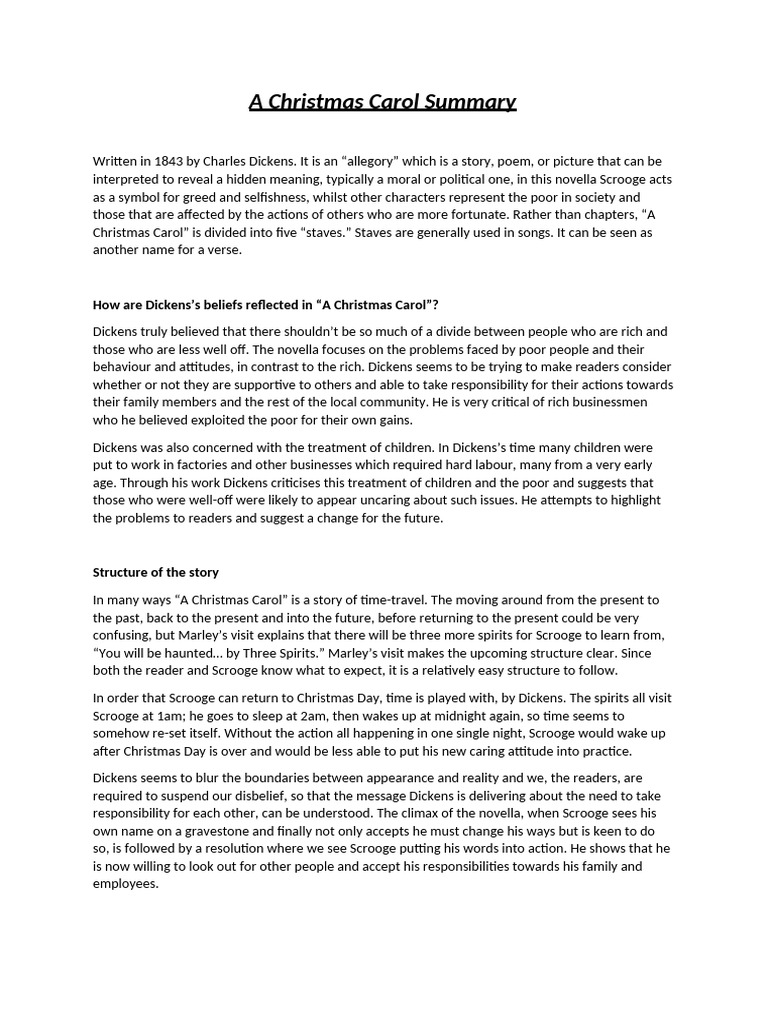 A Christmas Carol Summary | PDF | Ebenezer Scrooge | Mystery, Thriller ...