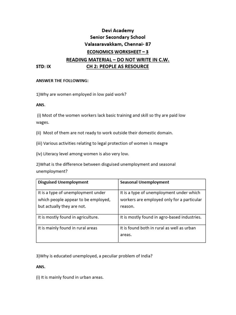 Eco Ch-2 Reading Material Ws-3 | PDF