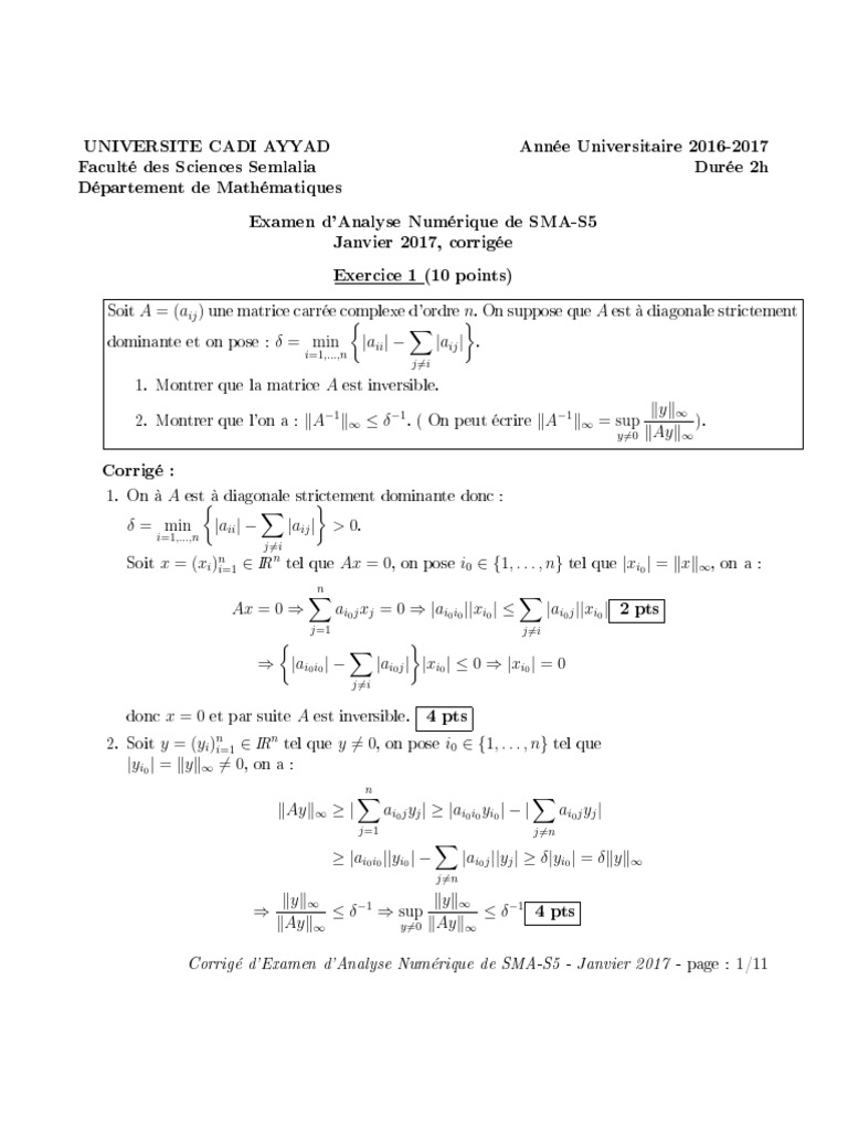 Exam Jan 2017 - Corrige 1 | PDF