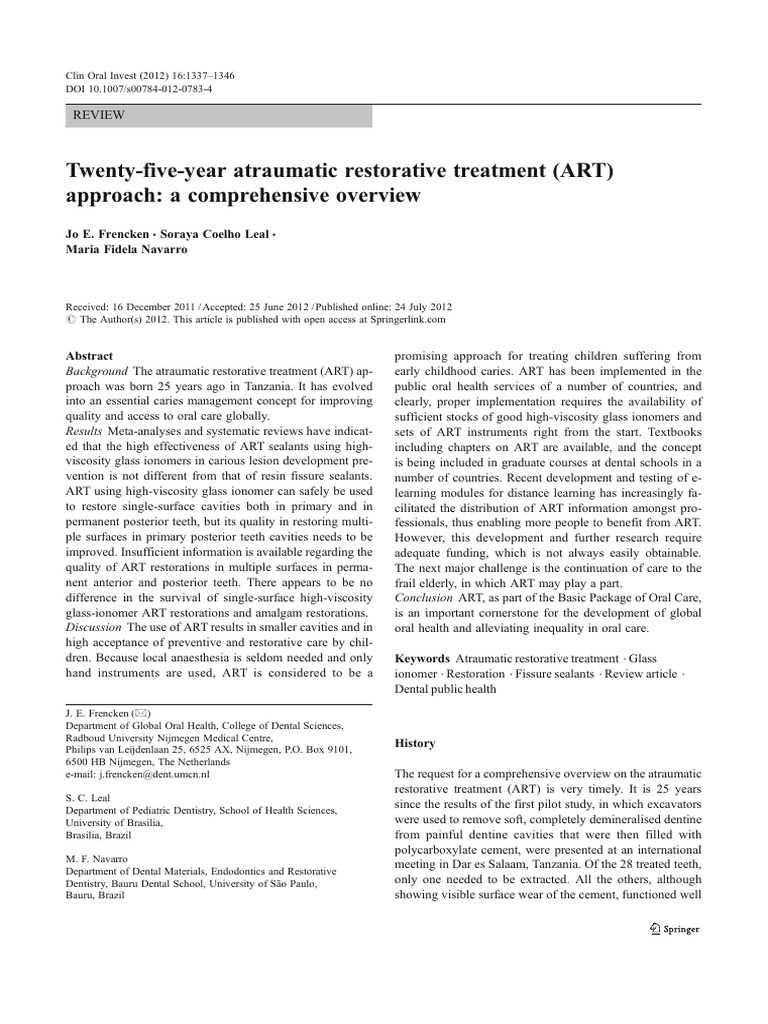 ART History and Rationale PDF | PDF | Dental Composite | Social Science