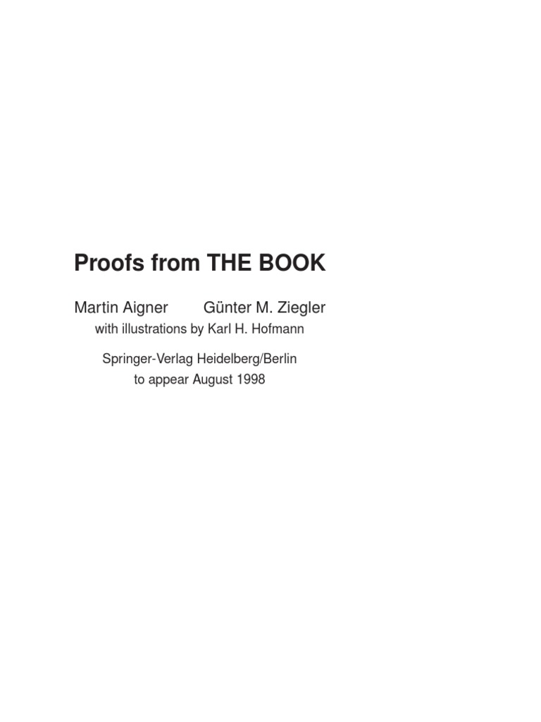 Proofs From THE BOOK: Martin Aigner G Unter M. Ziegler | PDF | Prime Number | Group (Mathematics)