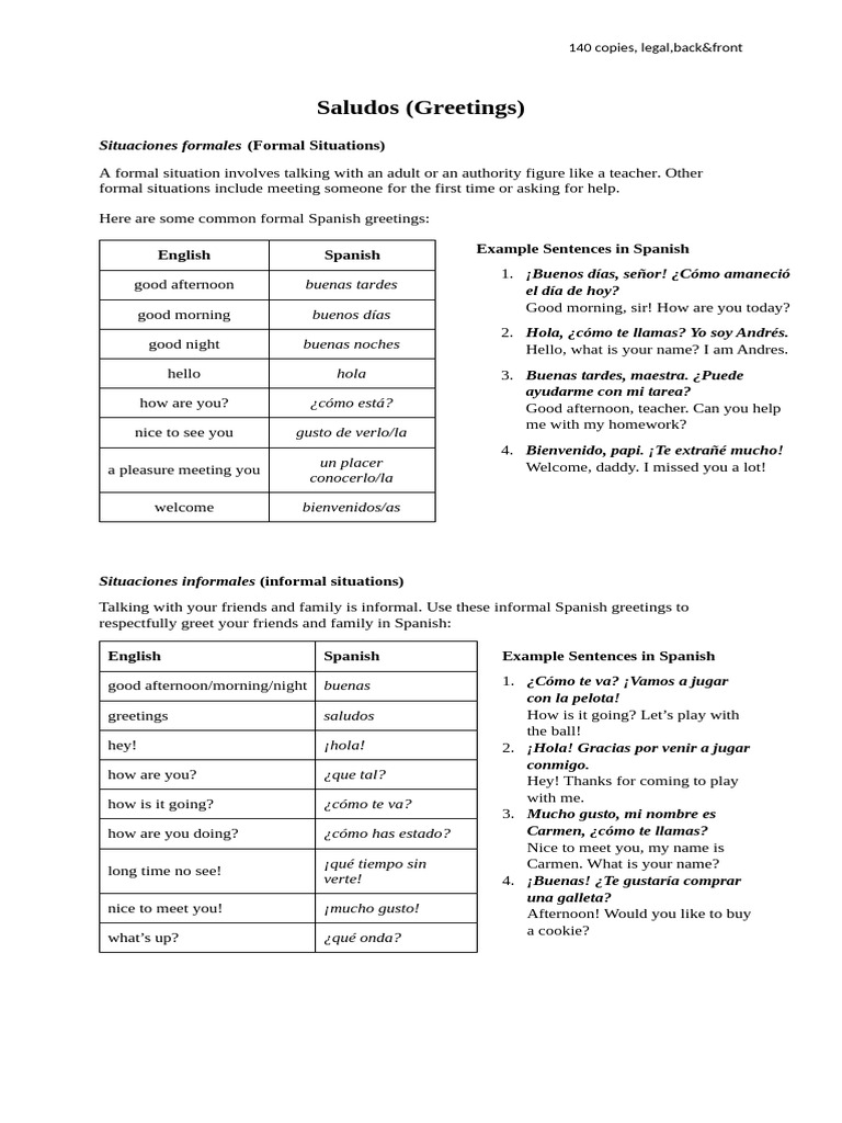 Greetings and Farewell Handout | PDF