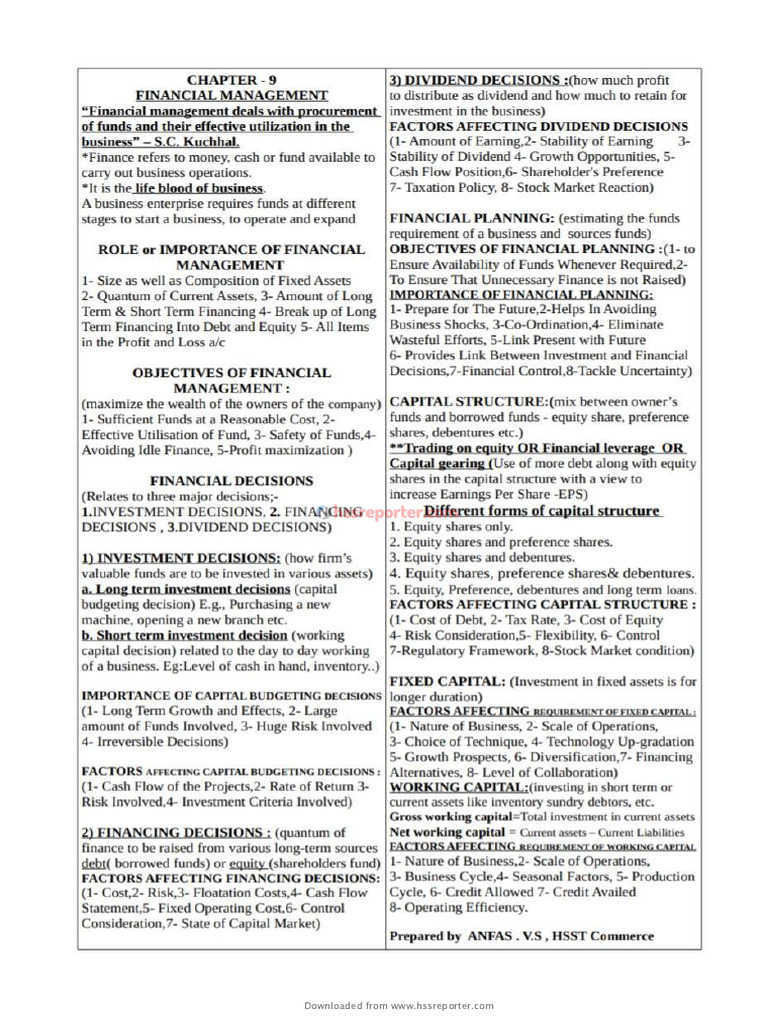 Chapter 9, One Page Notes | PDF