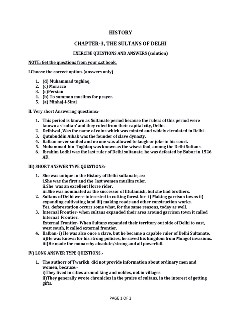Chapter-3 History VIII The Sultans of Delhi | PDF