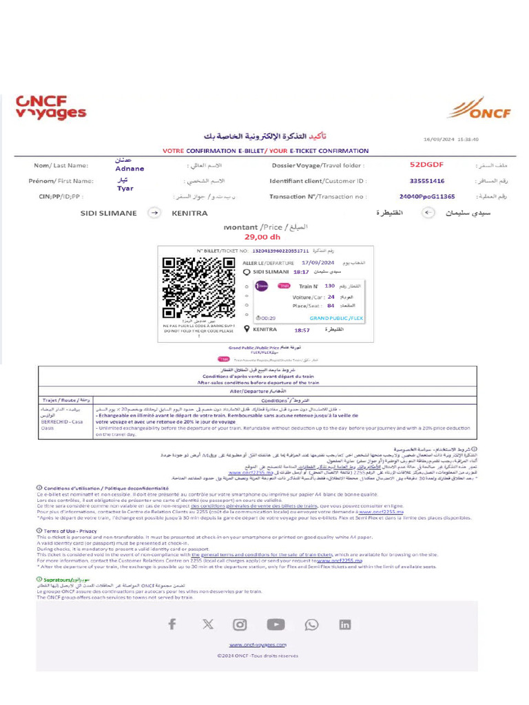 Oncf Billet Allez | PDF