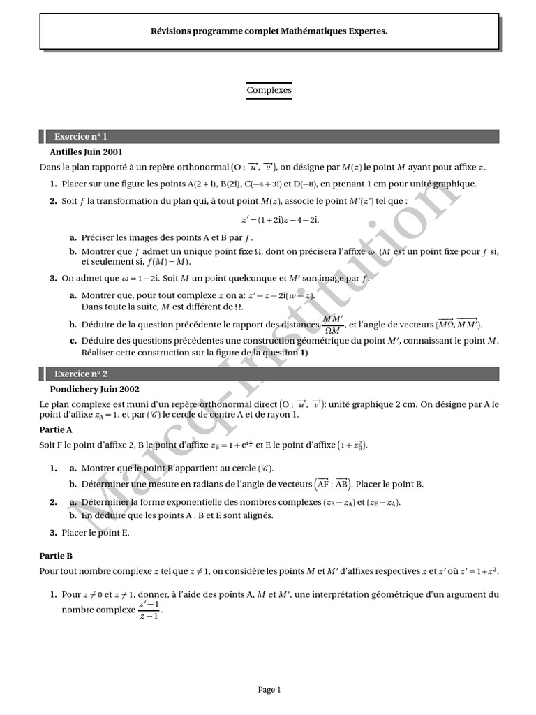 Revisions Programme Complet Math Expertes | PDF