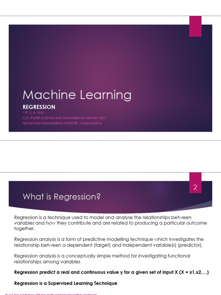 2.machine Learning Unit2 Regression | PDF