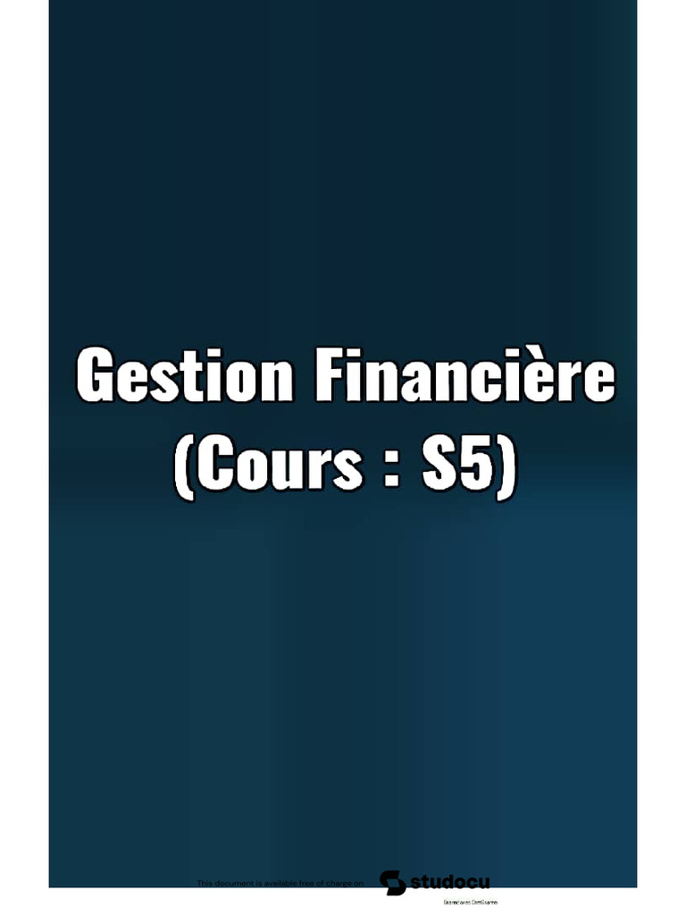 Gestion Financière (Cours S5) | PDF