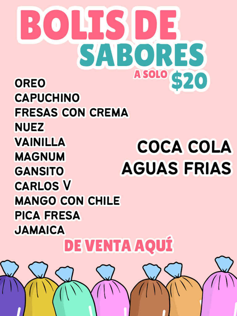 Cartel para Patio Bolis Ilustrado Rosa y Azul | PDF